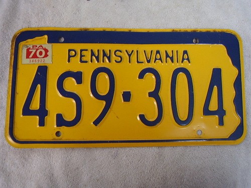 1970 PENNSYLVANIA LICENSE PLATE 4S9-304 | eBay