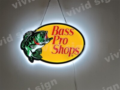 16"x10" Bass Pro Shops Fishing LED Lighted Sign 3D Vivid Print Neon ...
