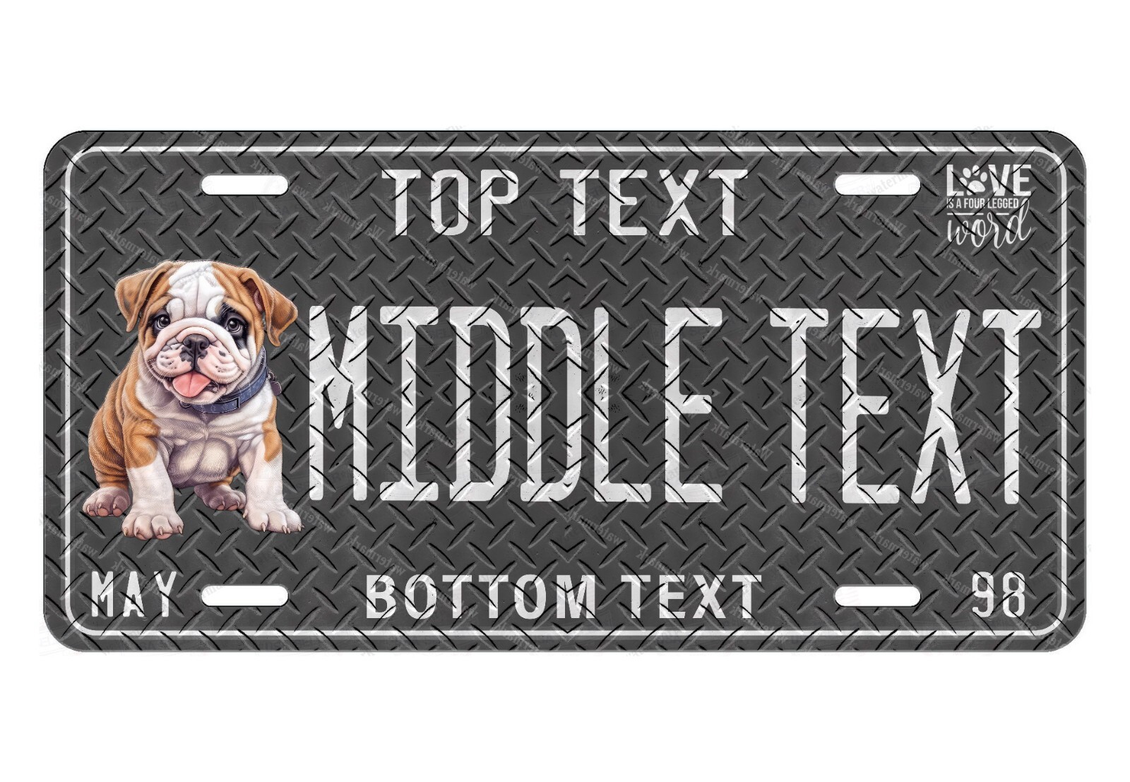 Bulldog Puppy Dog black tread License Plate Tag Any State Auto ATV ...