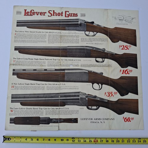 1930 Lefever Shot Gun Double Barrel Poster Mailer Sign Catalog Envelope ...