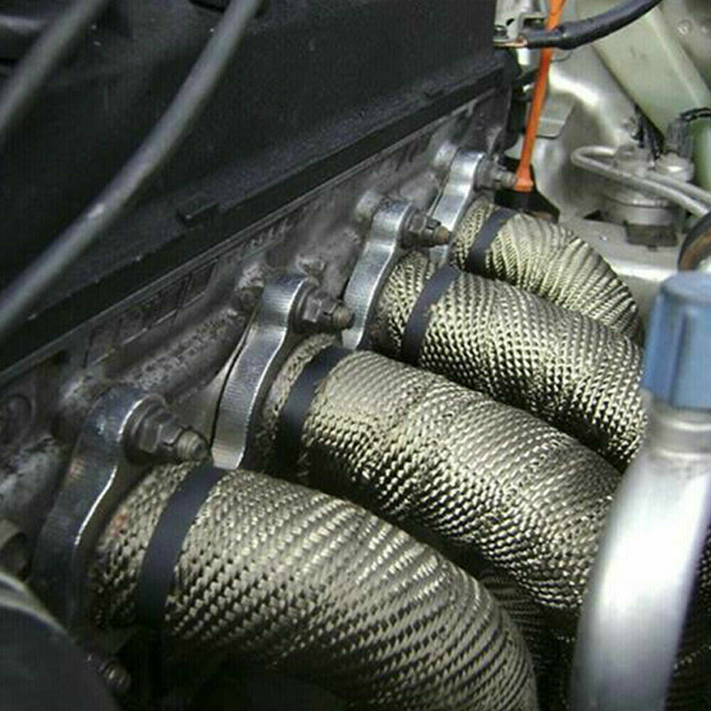 2Set 2000°F Exhaust Wrap Heat Resistant 10m x 50mm+10 Stainless Steel ...