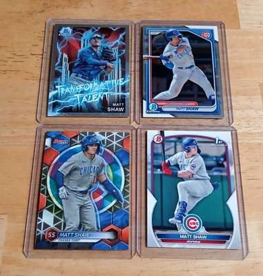 Matt Shaw Cubs LOT (4) ROOKIES/1ST Bowman/ TALENT Chrome/ BEST/ Chrome ...