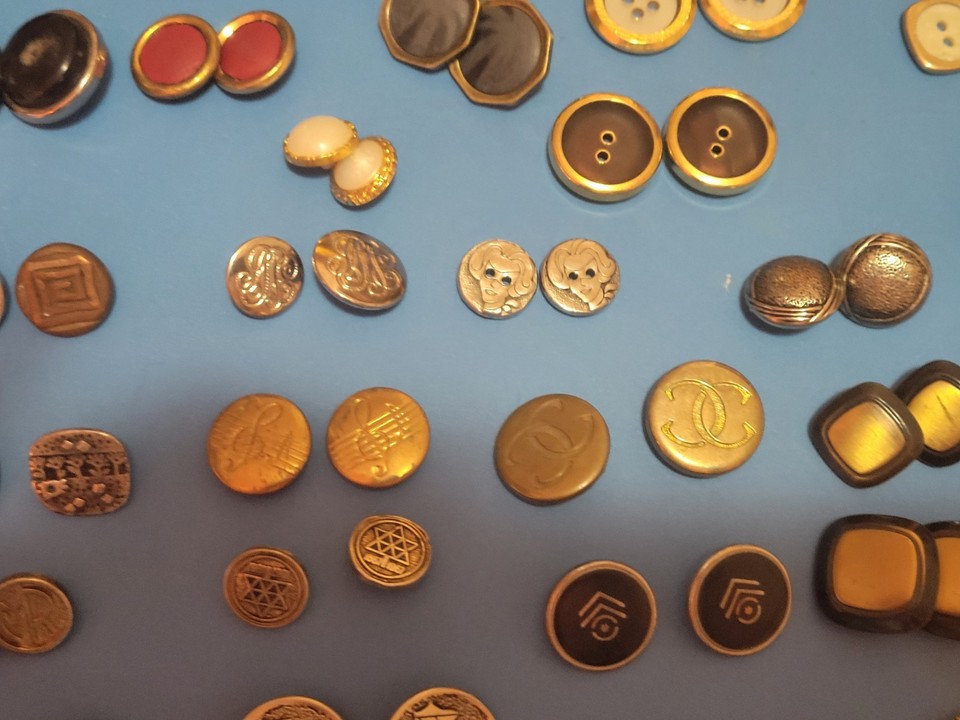 188 Vintage Antique Metal Buttons 94 Pairs VARIOUS DESIGNS PATTERNS | eBay