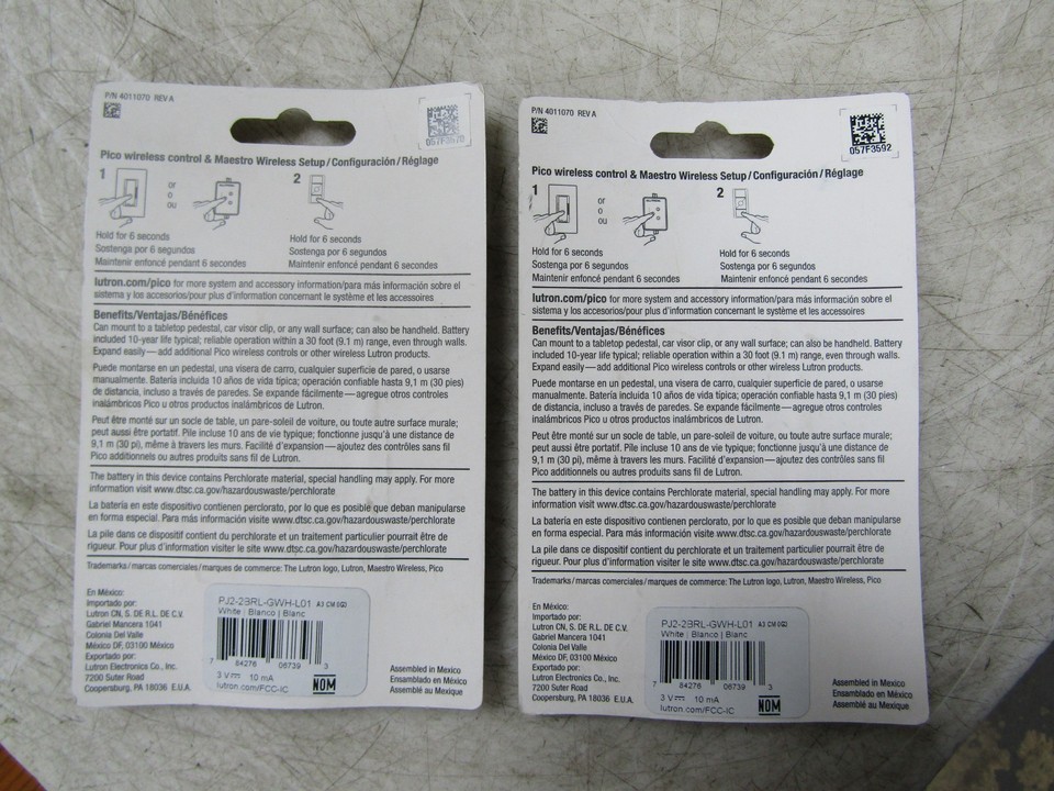 💥2) NEW LUTRON PICO 2 BUTTON RAISE/LOWER WHITE WIRELESS REMOTE CONTROL ...