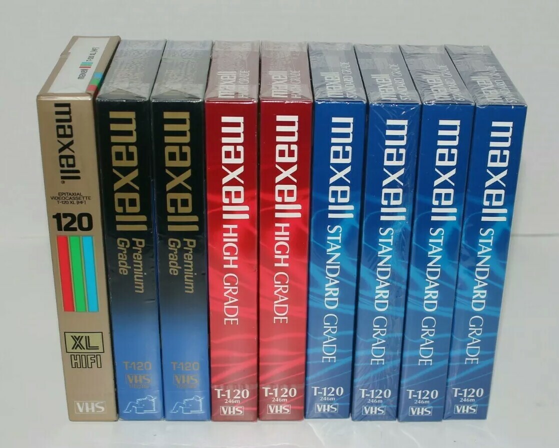 Lot of 9 Maxell Brand New Sealed Blank VHS Tapes T-120 6 Hours | eBay