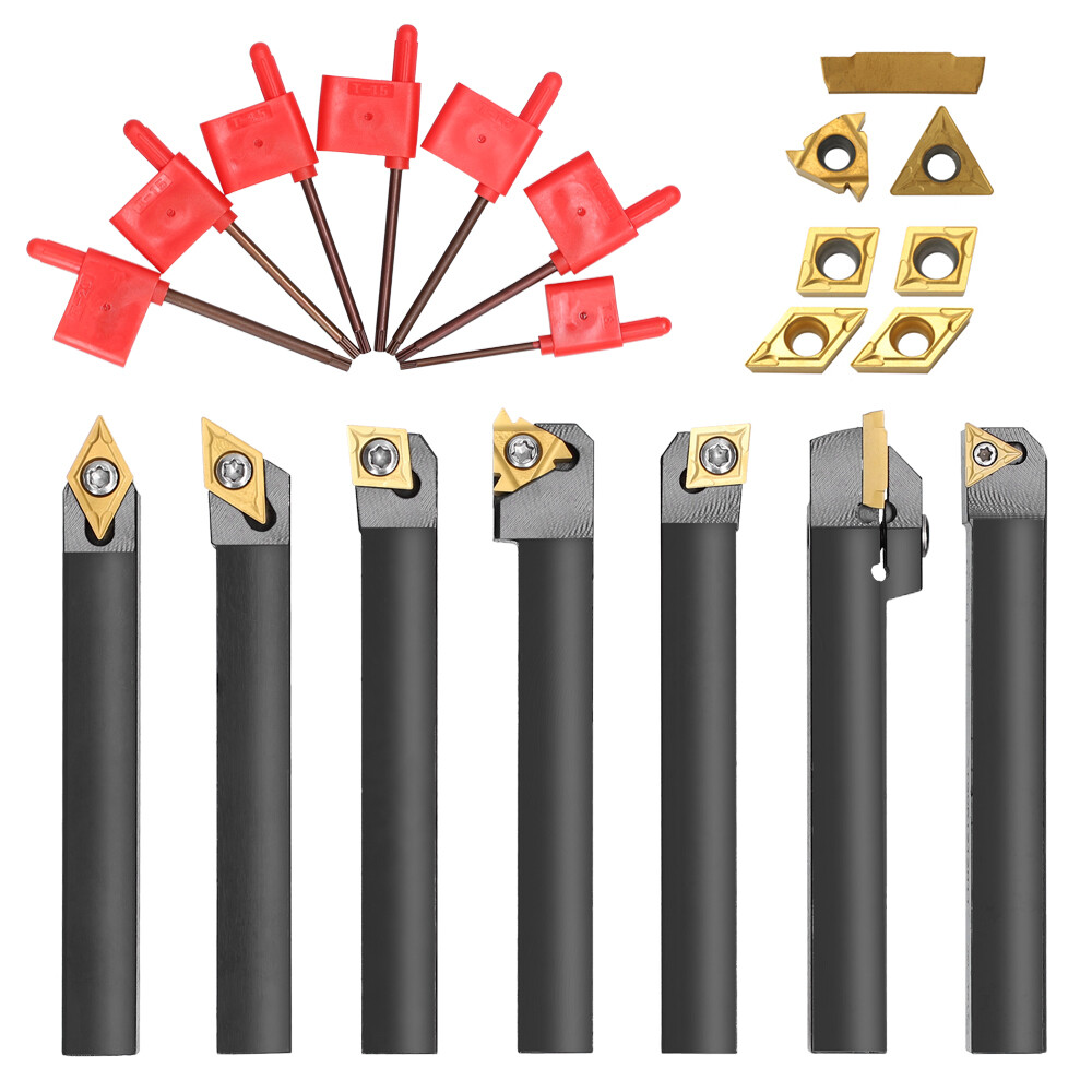 Lathe Carbide Inserts Tool & Holder Wrench Mini Lathe Set Turning ...