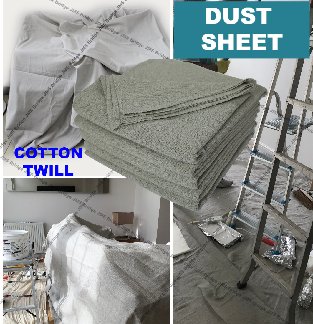 Cotton Twill Dust Sheets Various Sizes DIY Builder Decorating Cover ...