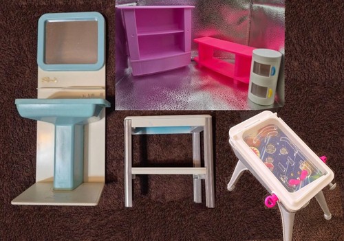 Vintage Mattel Barbie Furniture: Sindy Sink, Tables, Shelf, Pinball ...
