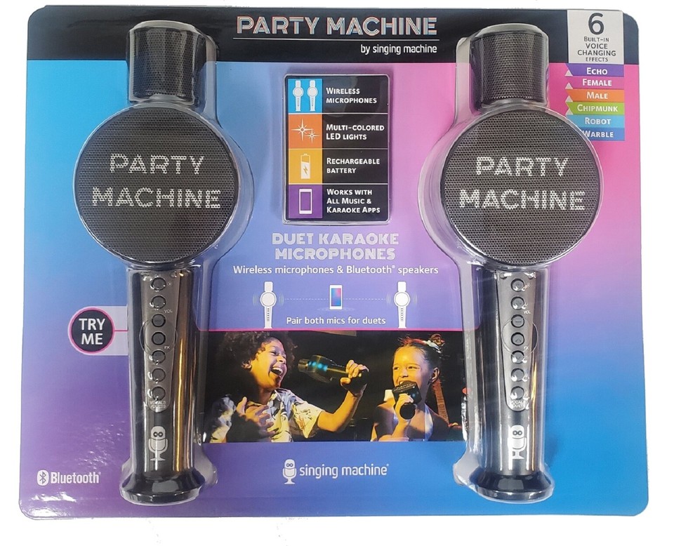 Singing Machine Party Machine Duet Karaoke Microphones Wireless with ...