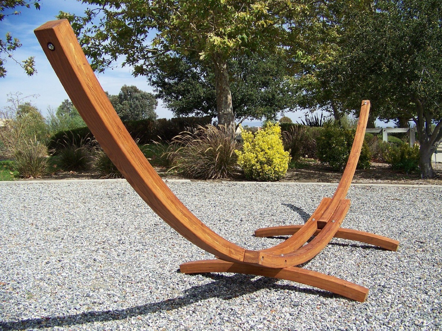 USED 14 Ft Wooden Arc Hammock Stand 450 LB Capacity Teak Stain Finish ...