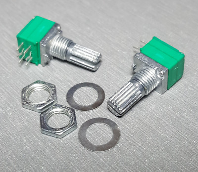 2 Pcs 10K B10K Dual Linear RK097G Sealed Potentiometer Pot 15mm Shaft ...