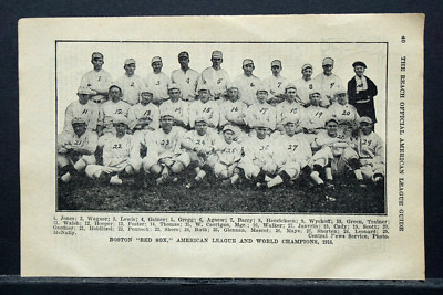 1917 Reach Baseball Guide Page - 1916 Boston Red Sox Team Photo, Babe ...