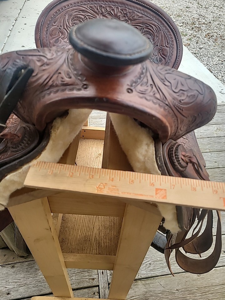 14" Cowboy Roping Western saddle Vintage. Beautiful Tooling | eBay
