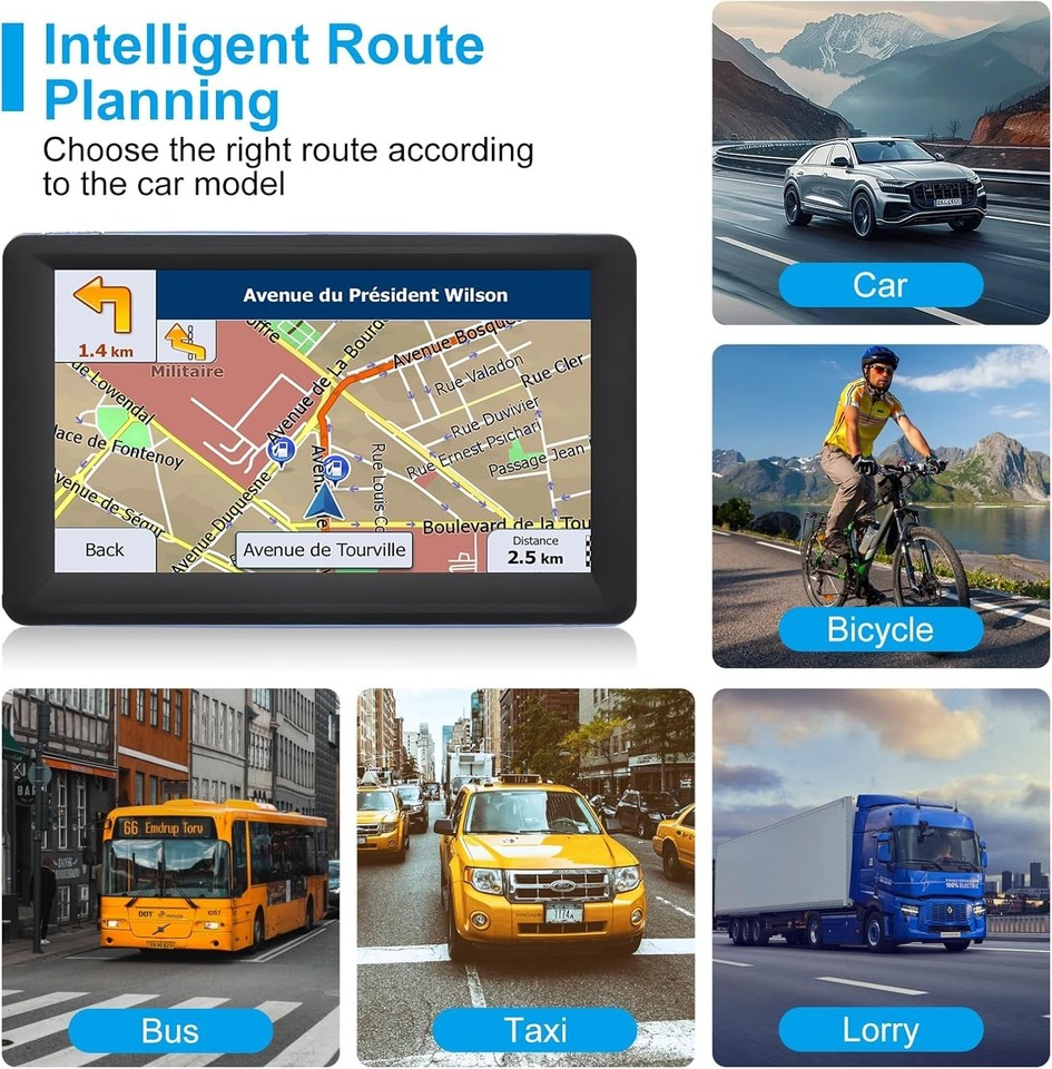 Car Truck GPS Navigation 7 Inch Touch Screen 2025 Maps Spoken Direction ...