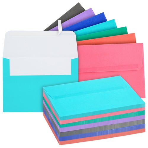 100 Pack Colored Envelopes 5x7 for Mailing, A7 for Invitations ...