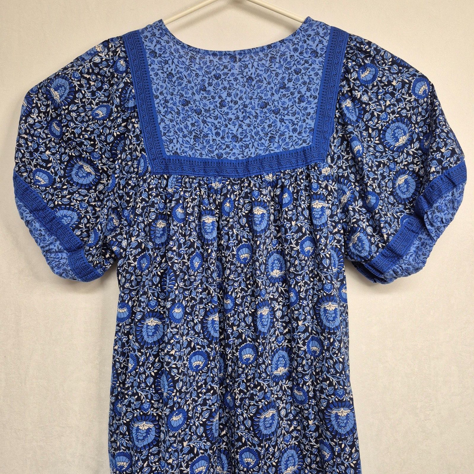 Old Navy Womens XL Dress Tuni Prairie Cottage Core Puff Sleeve Blue ...