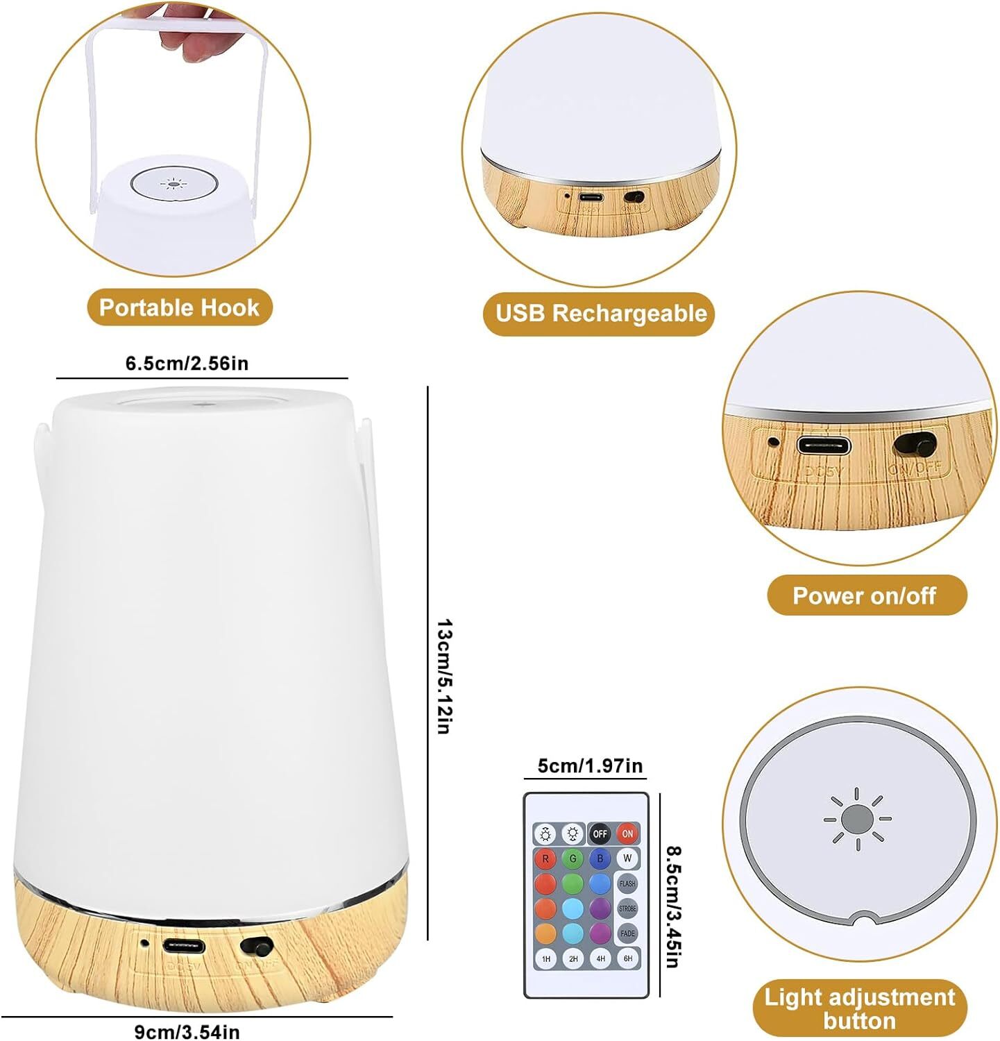 Night Light LED Touch Bedside Table Lamp Multi-Color RGB Dimmable ...