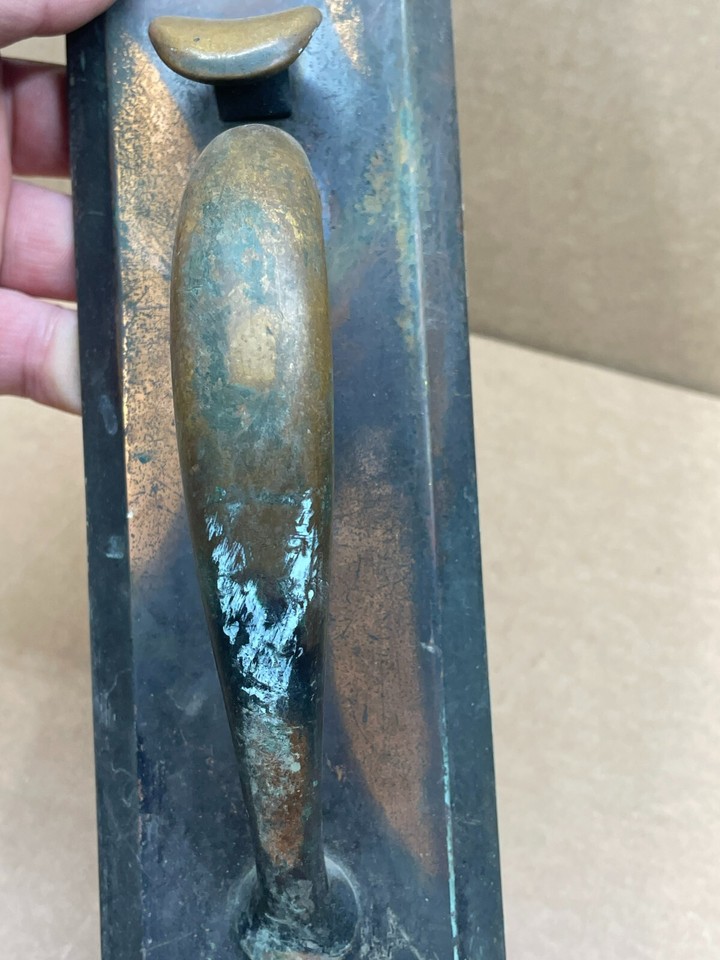 Antique Vintage Brass Thumb Latch Door Handle Pull Back Plate 15" Japan ...