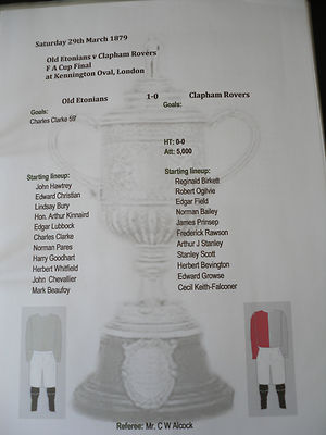 1879 FA Cup Final Old Etonians v Clapham Rovers matchsheet | eBay UK