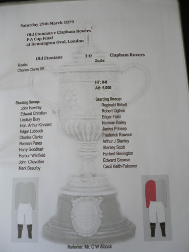 1879 FA Cup Final Old Etonians v Clapham Rovers matchsheet | eBay