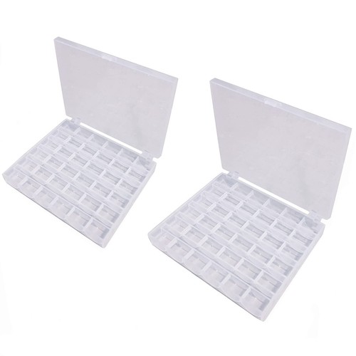 2 Pack 36 Slots Empty Bobbin Spool Box Plastic Storage Case for Sewing ...