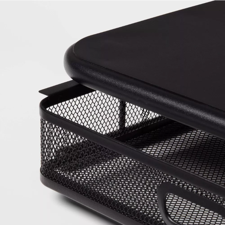 Mesh Monitor Stand with Drawer Black: Metal Monitor Riser, Desk ...