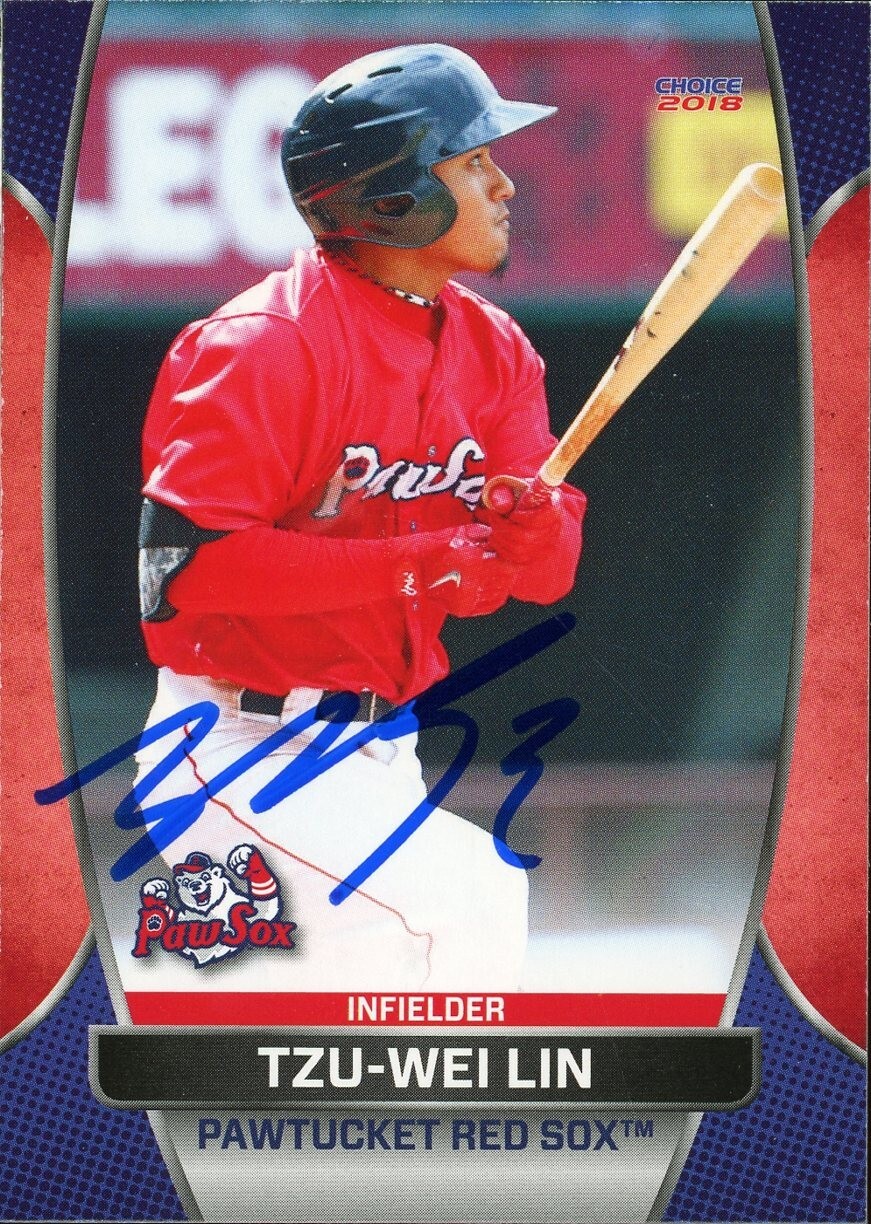 2018 Pawtucket Red Sox TZU WEI LIN Signed Card autograph AUTO TAIWAN ...