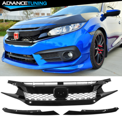 Fits 16-21 Honda Civic FK8 Type-R ABS Front Bumper Grille Hood Mesh ...