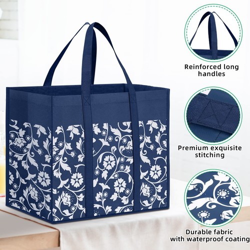 Reusable Grocery Bags Foldable Tote Bags Bulk With Reinforced Handles ...
