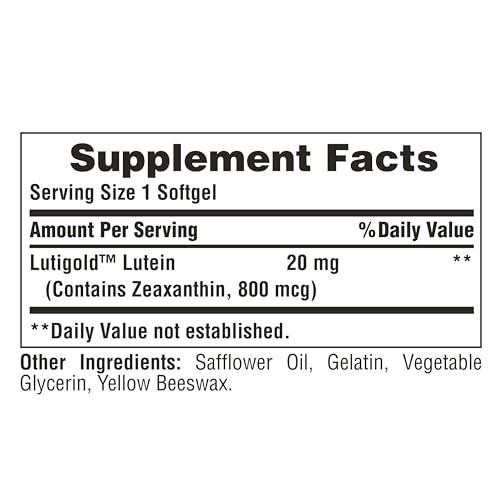 Puritan's Pride Premium Lutigold Lutein Carotenoid 20mg with Zeaxanthin ...