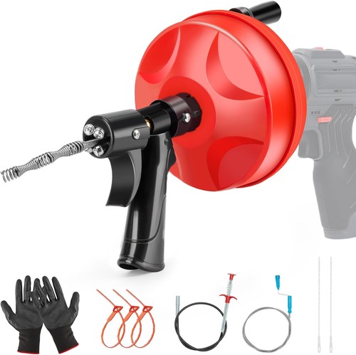 Upgrade Plumbing Snake Drain Auger,35 FT Automatic Retract Red | eBay