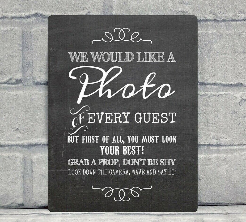 A5 Photo Booth Selfie Wedding Party Props Table Metal Sign With Easel ...