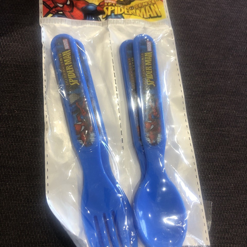 Marvel spiderman fork and Spoon 4 Piece Set | eBay
