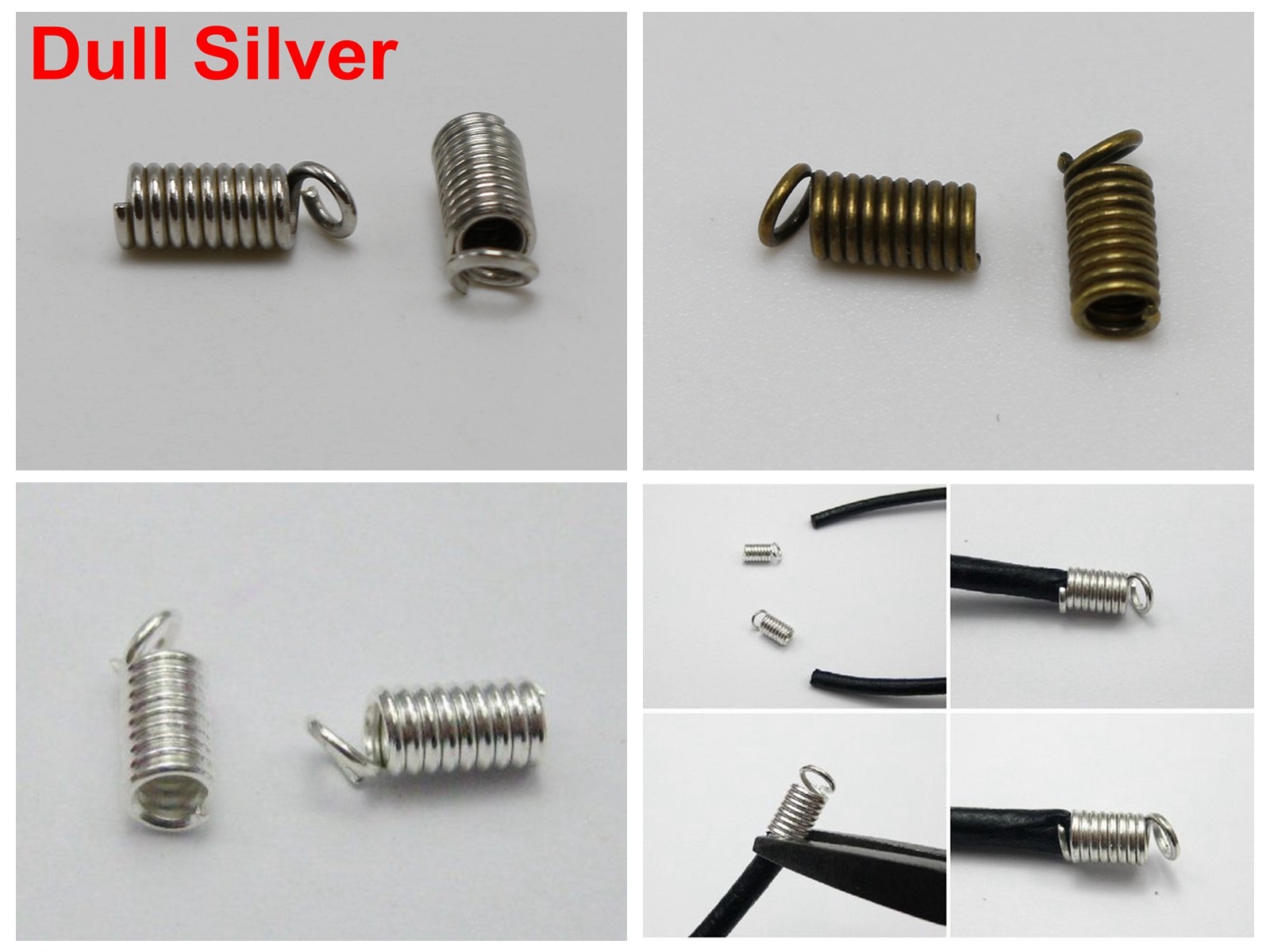 200 Coil End Crimp Fasteners Connector 3X7mm Jewelry Finding Pick Your ...
