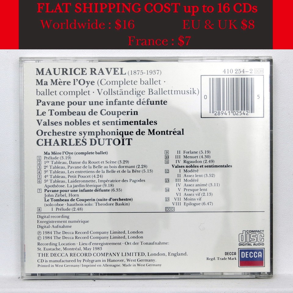 DUTOIT ⸺ RAVEL Ma mère l'oye, Le tombeau de Couperin ⸺ DECCA CD full silver NM | eBay