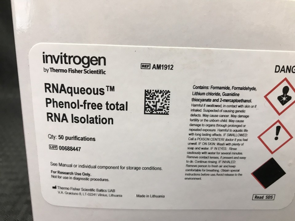 THERMO INVITROGEN RNAqueous Total RNA Isolation Kit 50 Preps AM1912 | eBay
