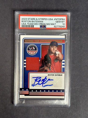 Boston Bateman 2023 Stars & Stripes USA PATCH AUTO RPA Rookie Card PSA ...