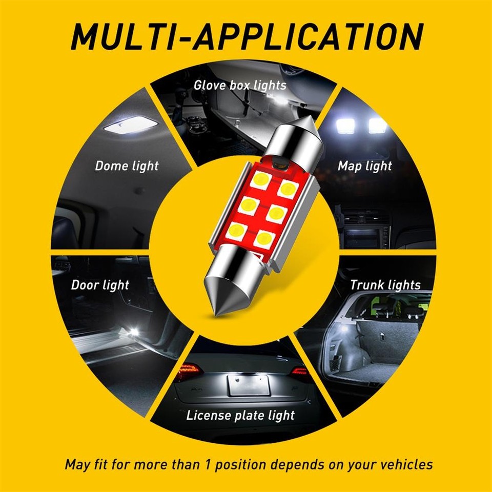 AUXITO Car Bulbs 36mm LED Lights Festoon Interior Sidelight Number ...