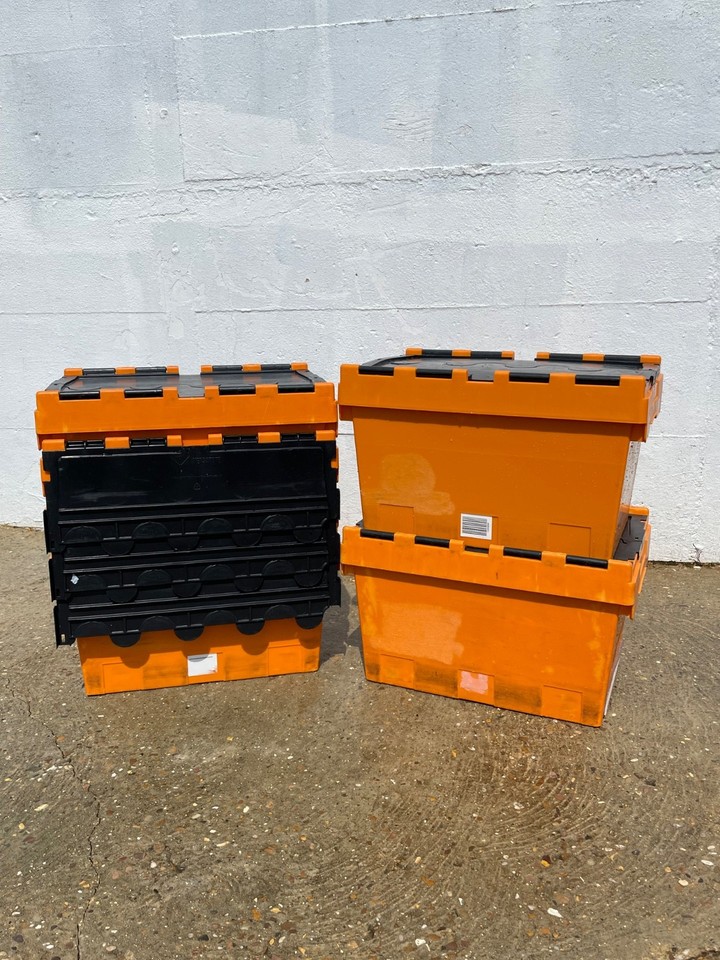 6 x 32ltr Heavy Duty Plastic Storage Tote Boxes 48 x 32 x 30cm ALC ...