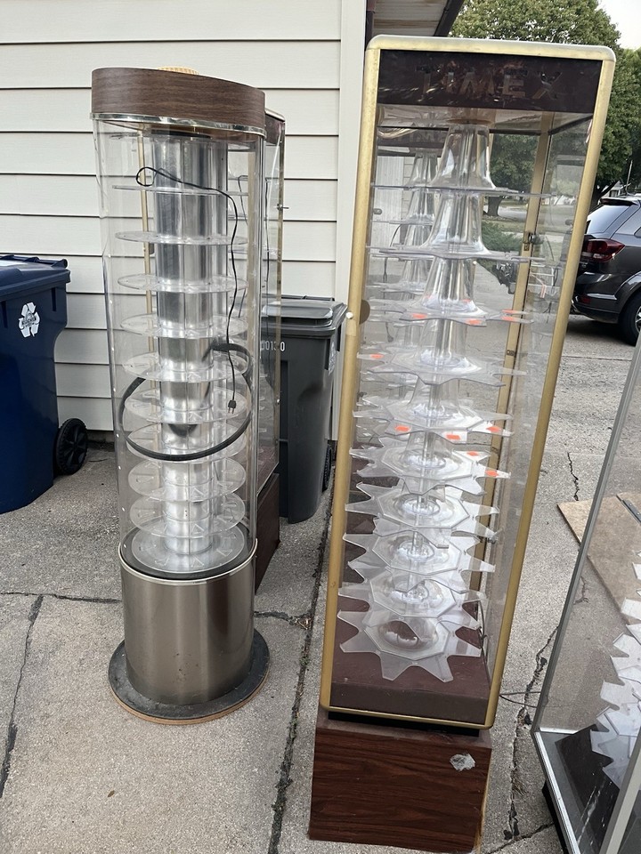 Vintage TIMEX Watch Display Cases Lighted Tall Fixtures W/ Keys As Is ...