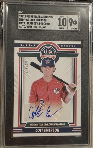 Colt Emerson Auto SGC Mint 9 AUTO 10 /399 2022 Panini Stars & Stripes ...