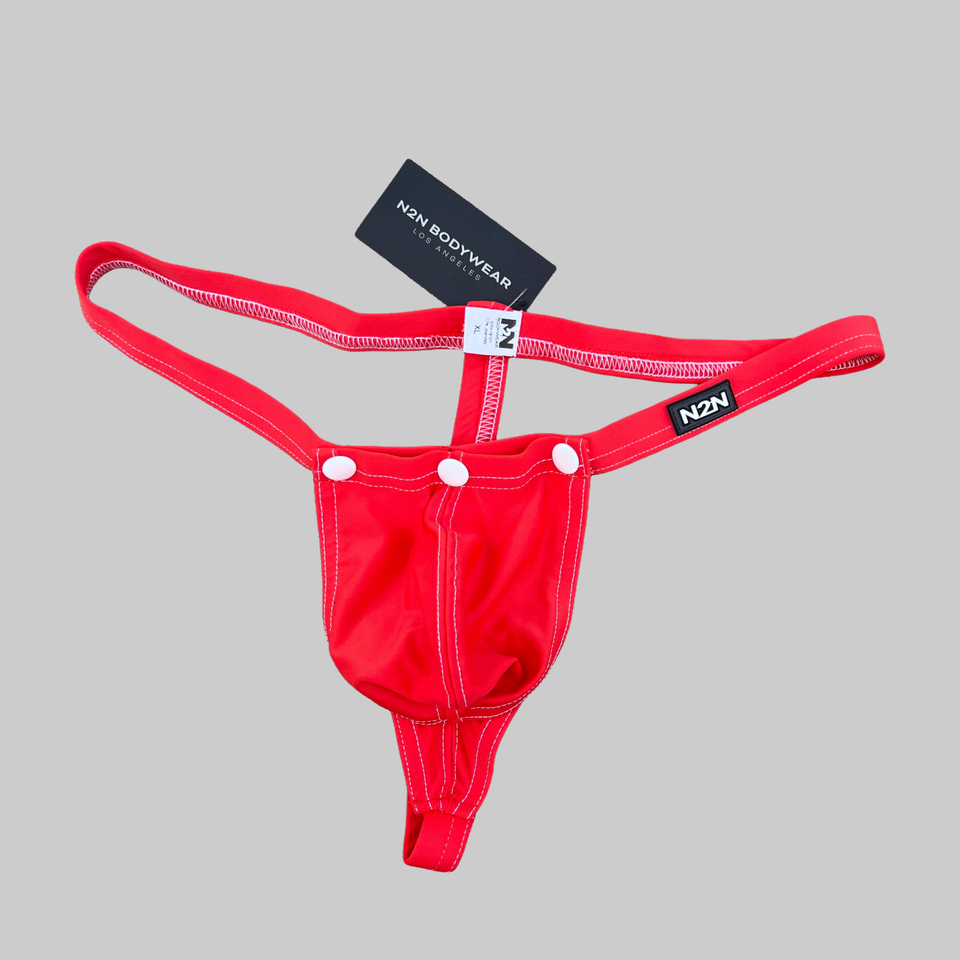 N2N Bodywear Men coral red titan Thong G-string swim underwear size M L ...