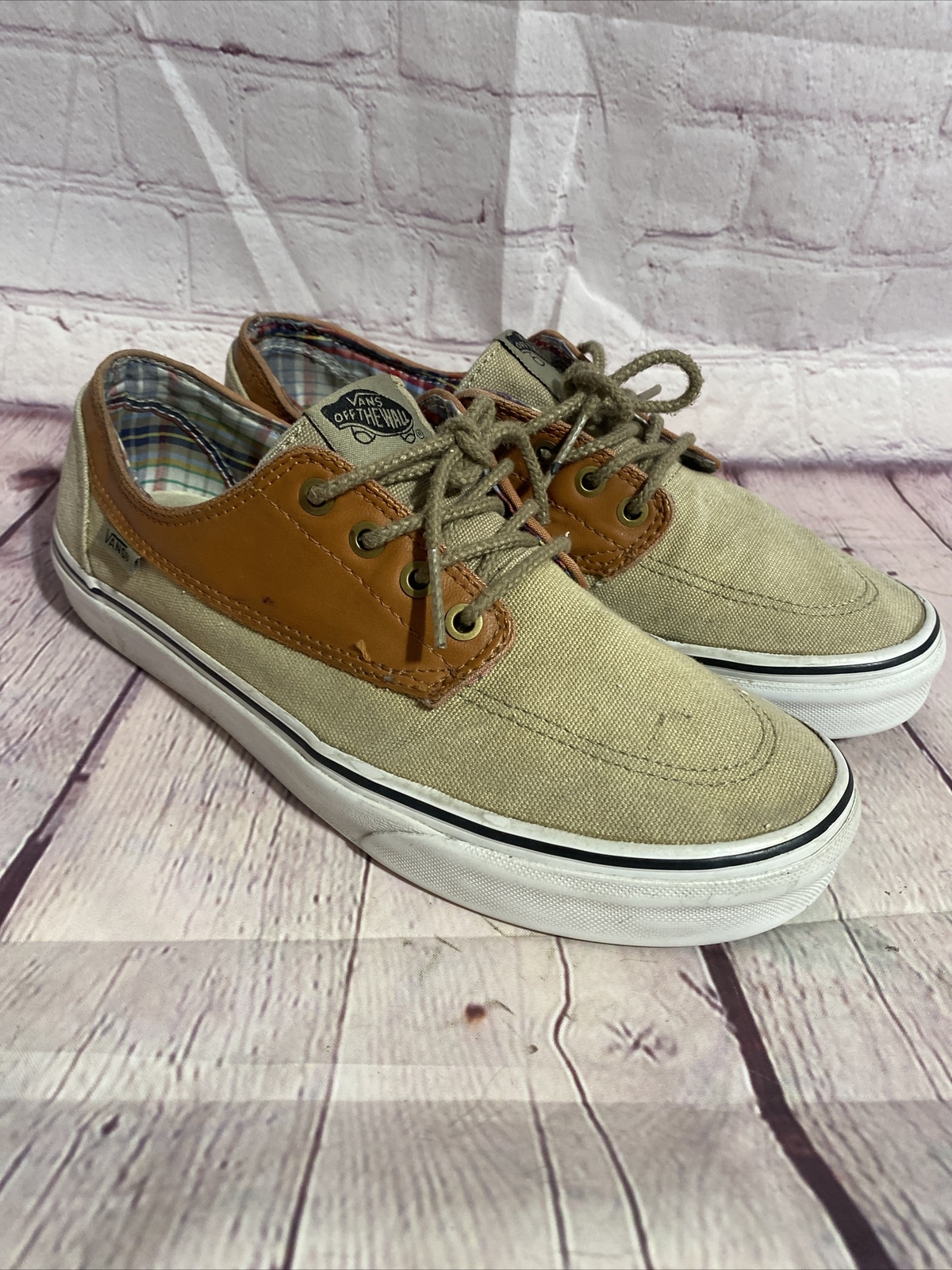 RARE Vans Brown Era Low Top 721356 Tan Canvas Brown L… - Gem
