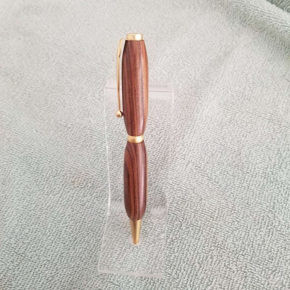 Ballpoint Pen Morado Wood Satin Gold Trim Twist Action Black Ink ...