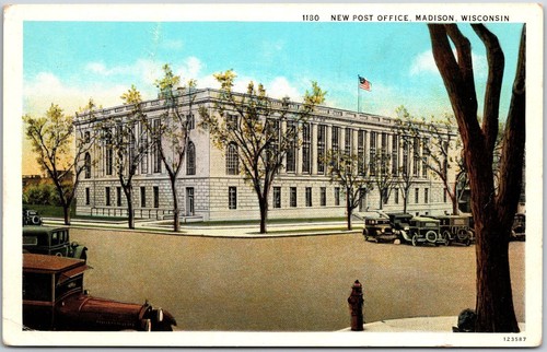 New Post Office Madison Wisconsin WI Cars Street View Building Postcard ...