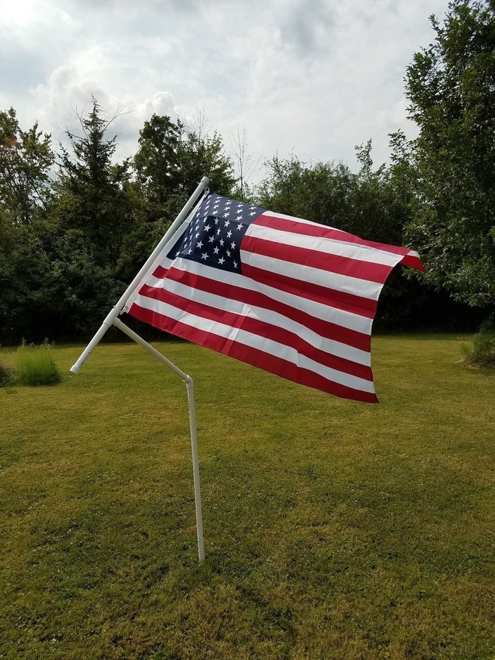 3x5 US ROTATING FLAGPOLE 3/4" PVC Flag Pole with U.S. Flag | eBay