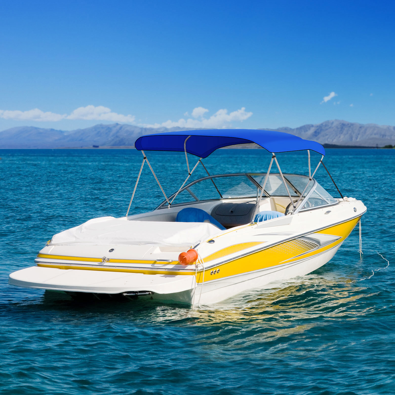 750D Bimini Top 3 Bow / 4 Bow Canopy Boat Cover 6ft / 8ft Long With ...