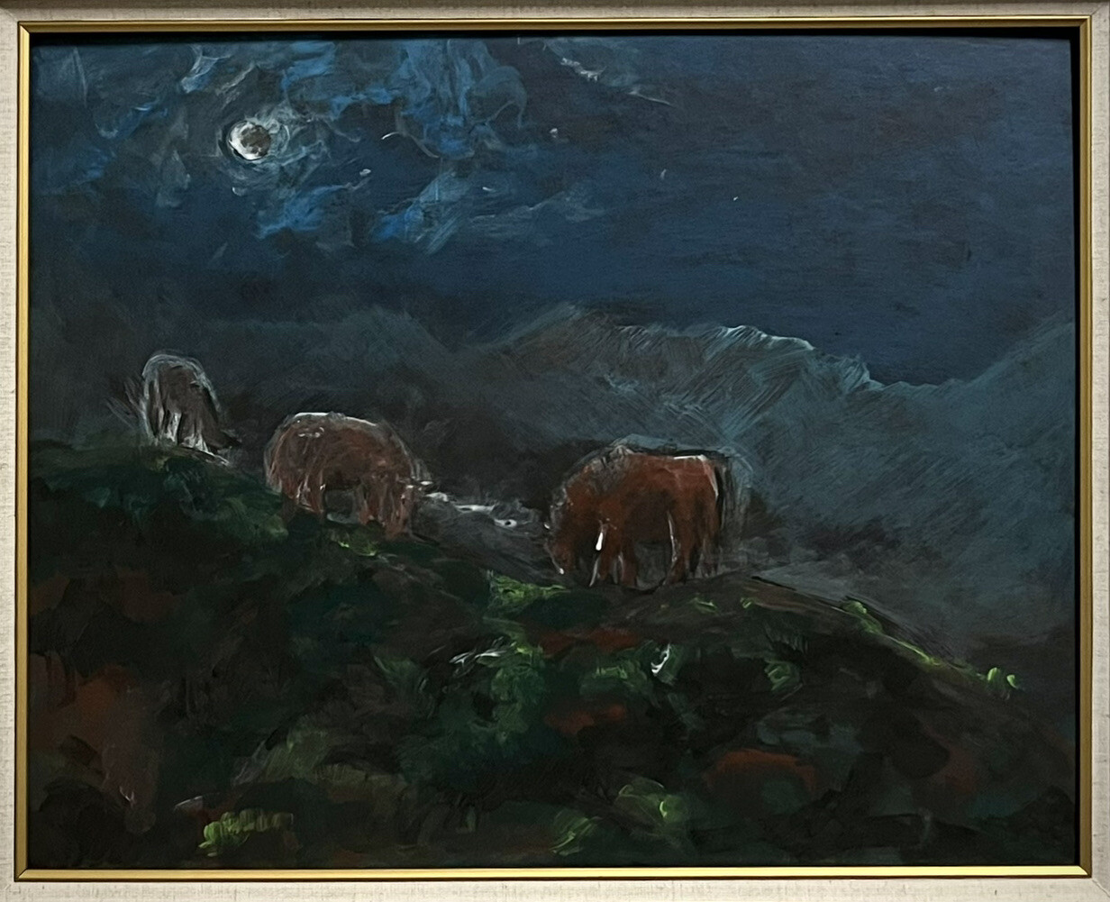 Original Tonalism Painting Nocturne Moon Narrative Animals Art 16x20 ...