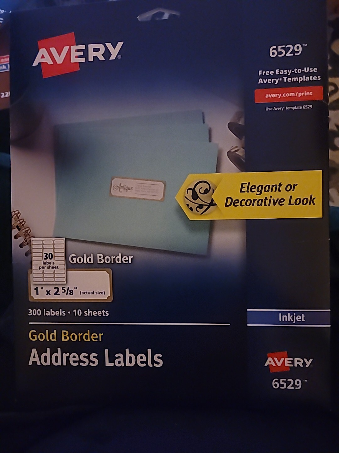 Avery Easy Peel Address Labels W/ Gold Border 1 X 2 5/8 30/sheet 10 ...