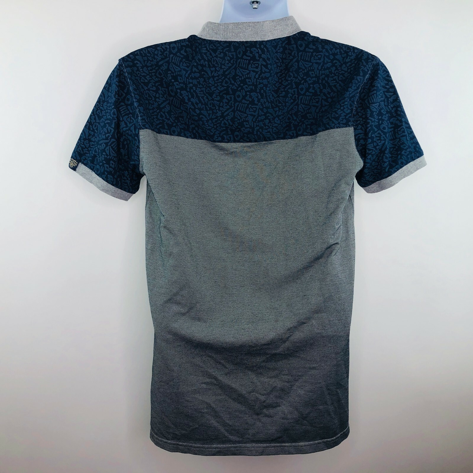 All Rugged Spitalfields Mens Polo Shirt Size XL Gray Blue Denim Placket ...